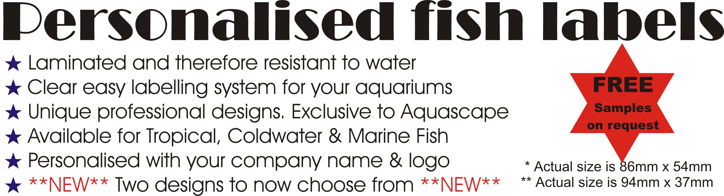 AQUASCAPE FISH IMPORTS - Personalised Aquarium Labels